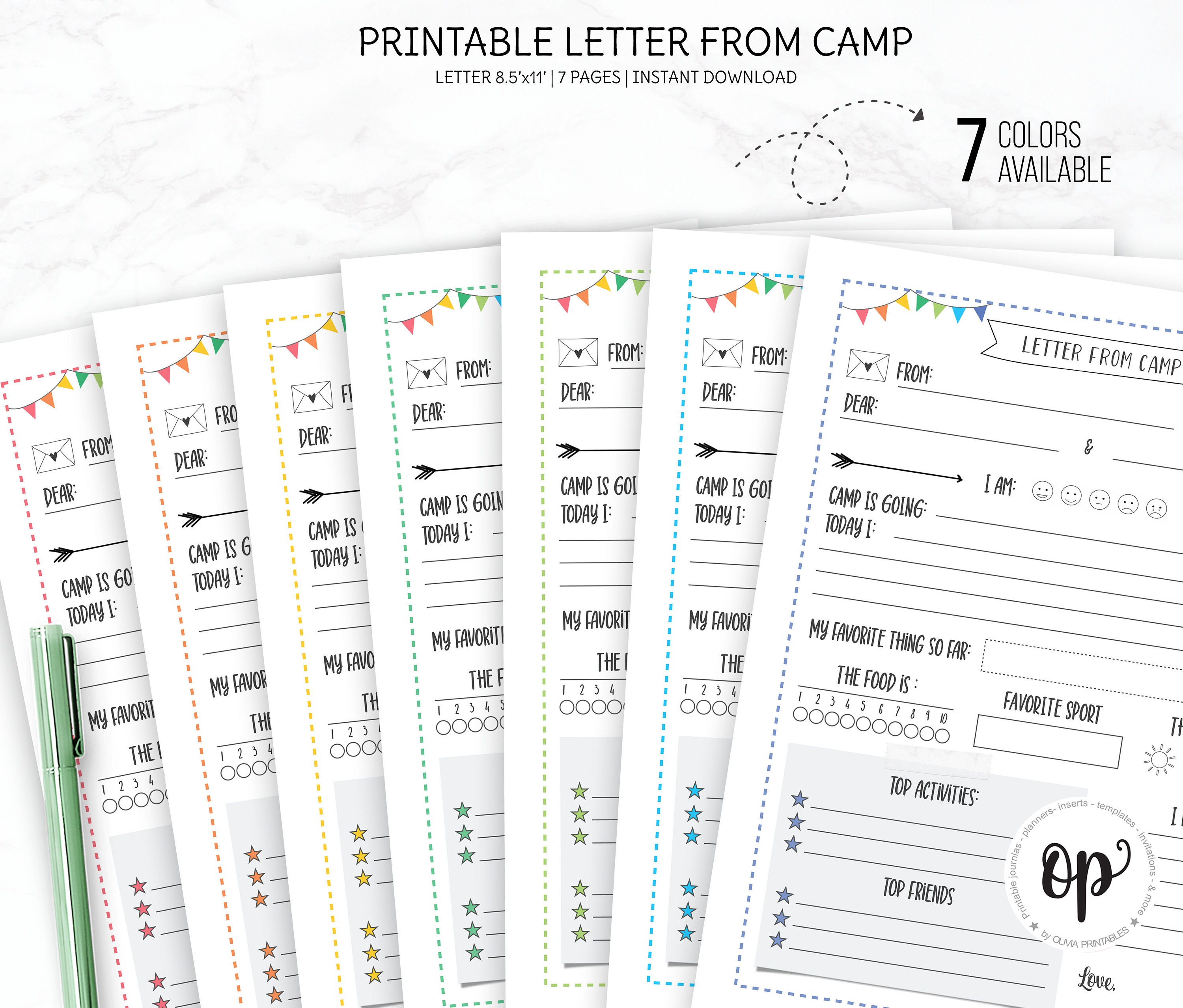Printable Letter From Camp, Summer Camp Stationery, for Boys and Girls ...