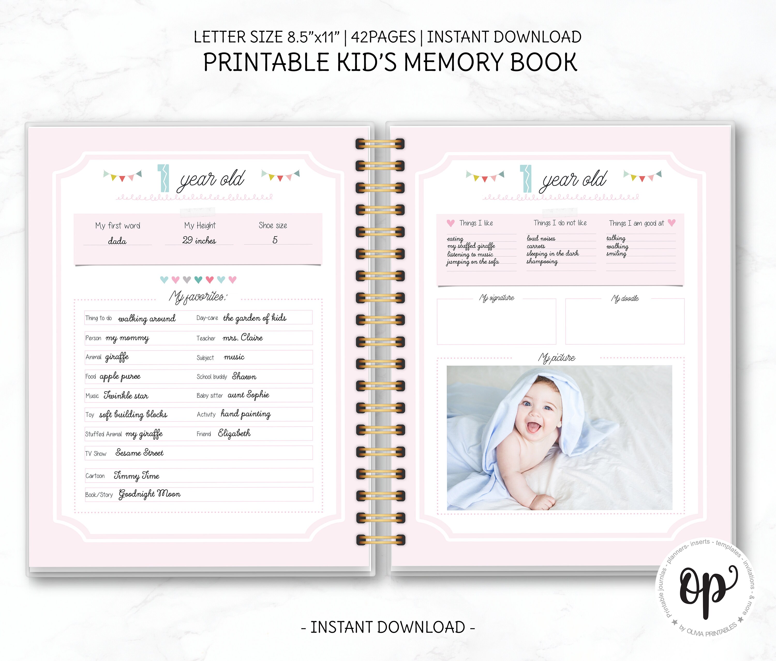 PRINTABLE Kids Memory Book, All About Me, Kids Birthday Interview ...