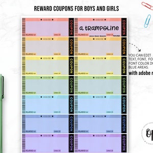 PRINTABLE Reward Coupons for Kids, Pre-filled Rewards, Grandkids ...