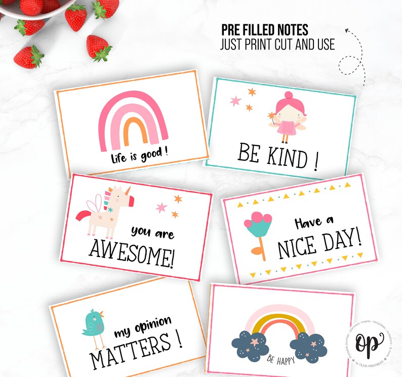 Printable Lunch Box Notes , Encouragement Cards for Kids , Back to ...