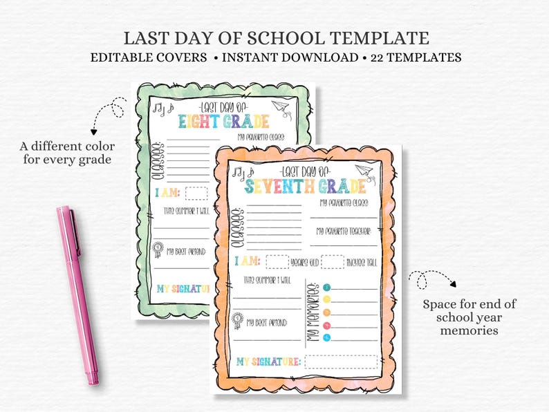 PRINTABLE School Memory Book, 6th-12th Grade, Middle School, High ...