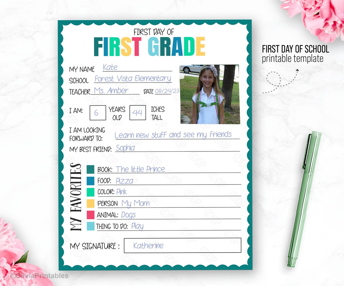 EDITABLE First and Last Day of School, All About Me, School Memory Book ...