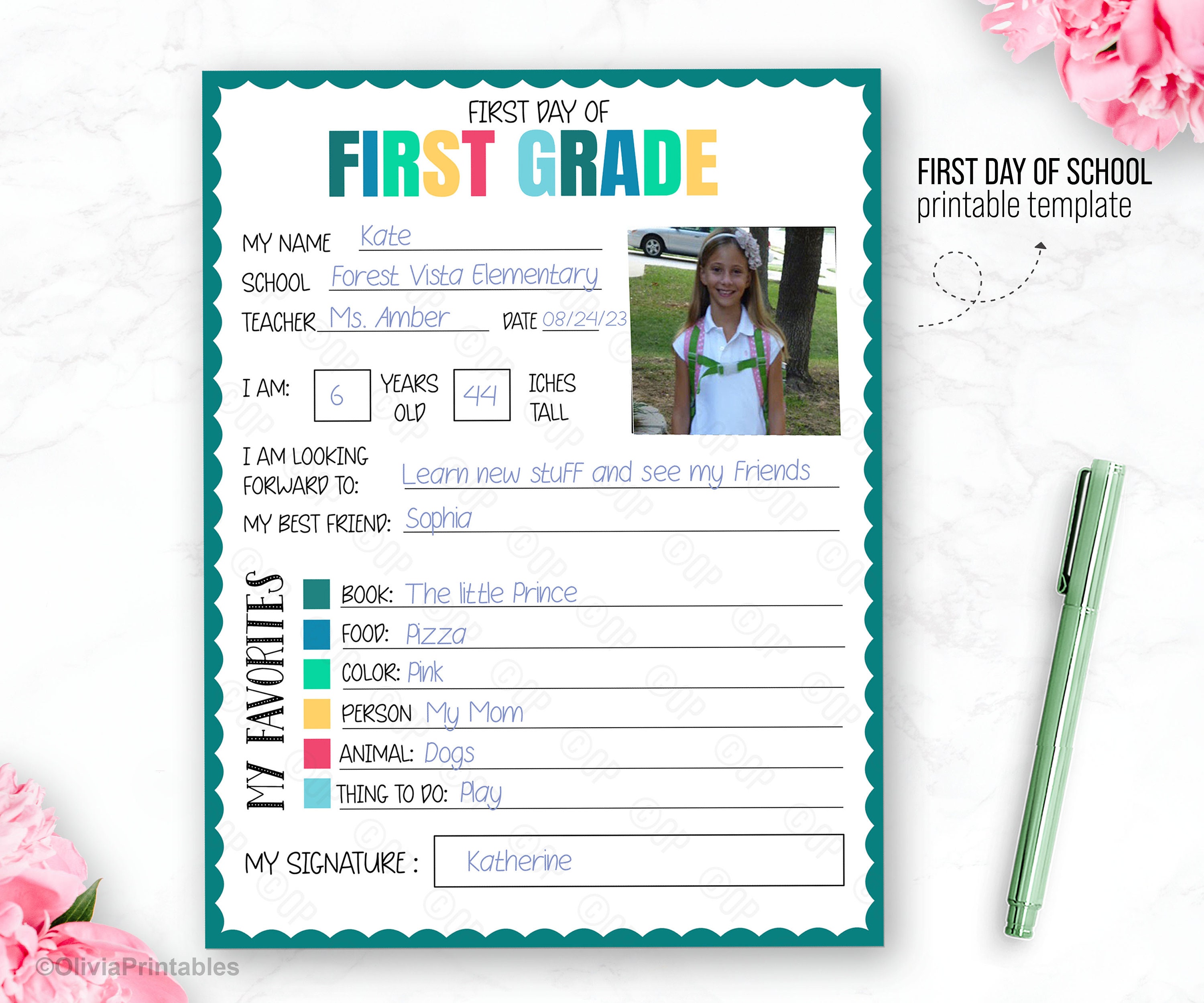 EDITABLE First and Last Day of School, All About Me, School Memory Book ...