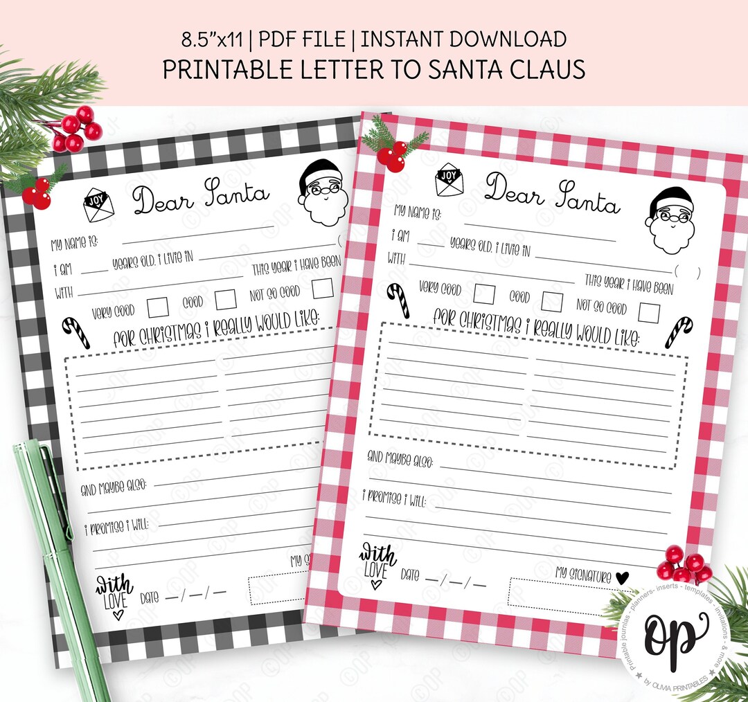 Carta IMPRIMIBLE a Santa Carta de lista de deseos para niños - Etsy España