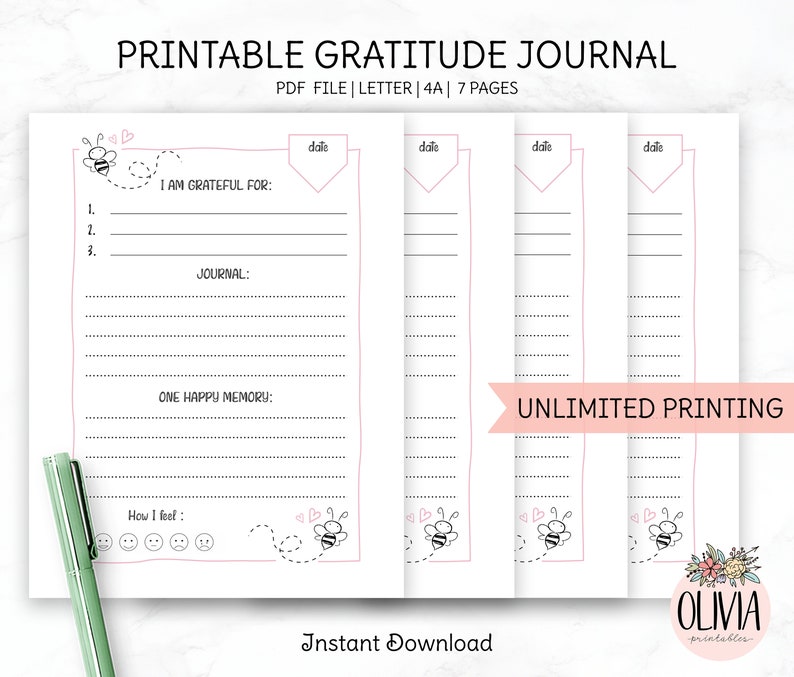 Printable Gratitude Journal for Kids, Today I Am Grateful, Teach ...
