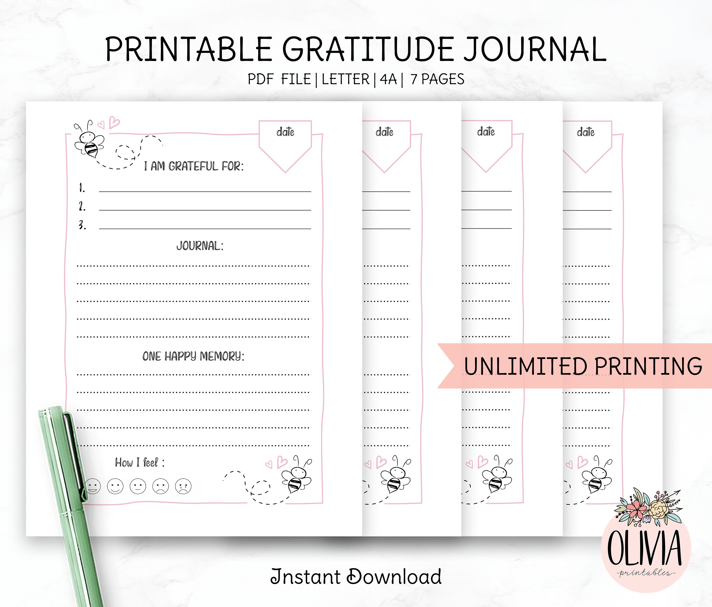 Printable Gratitude Journal for Kids, Today I Am Grateful, Teach ...