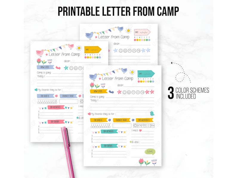 PRINTABLE Letter From Camp Template, Cute Summer Camp Stationery, Kid’s ...