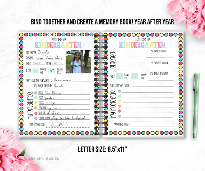 EDITABLE School Memory Book, Back to School Interview, Kids First and ...