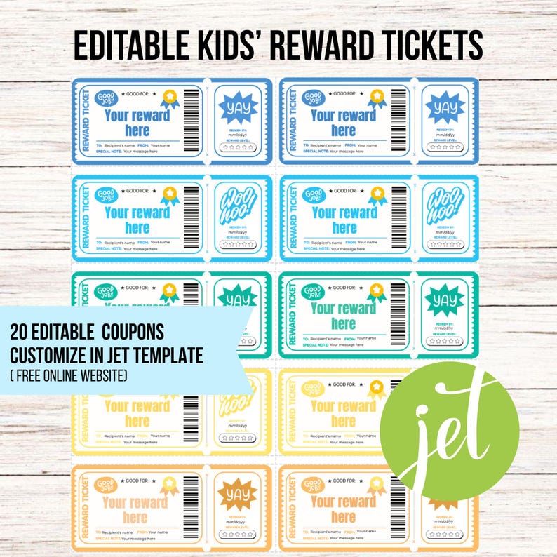 Editable Kids Reward Coupons – Printable Reward Tickets for Children ...