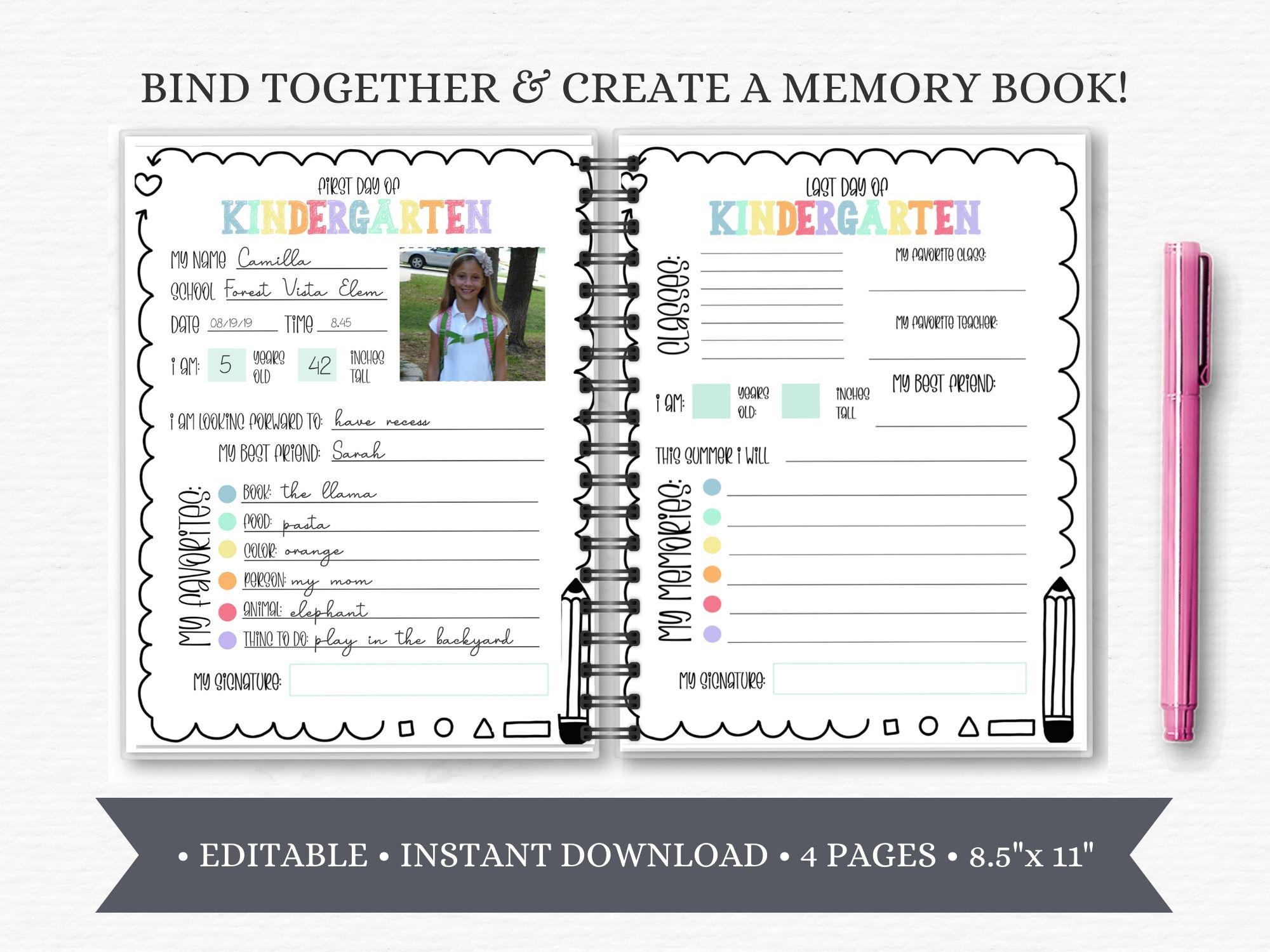 EDITABLE School Memory Book, Back to School Interview, Kid’s First and ...
