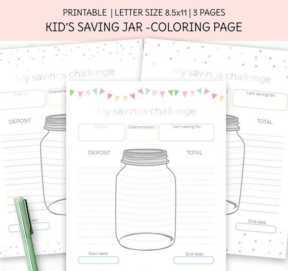 Kids Savings Jar Printable Savings Tracker Savings Chart - Etsy Australia