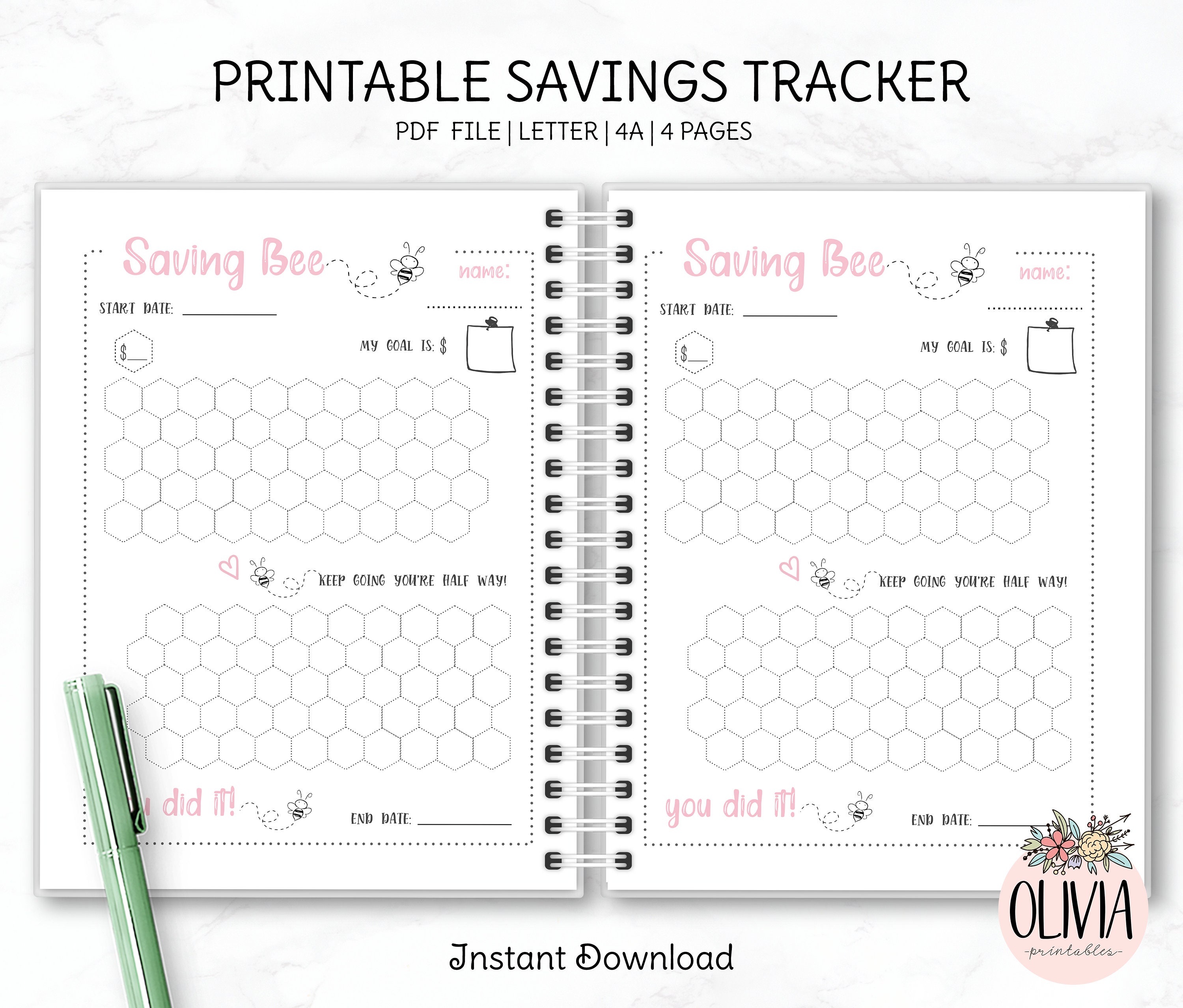 Printable Savings Tracker, Bee Hive Coloring Page, Teach Your Kids to ...