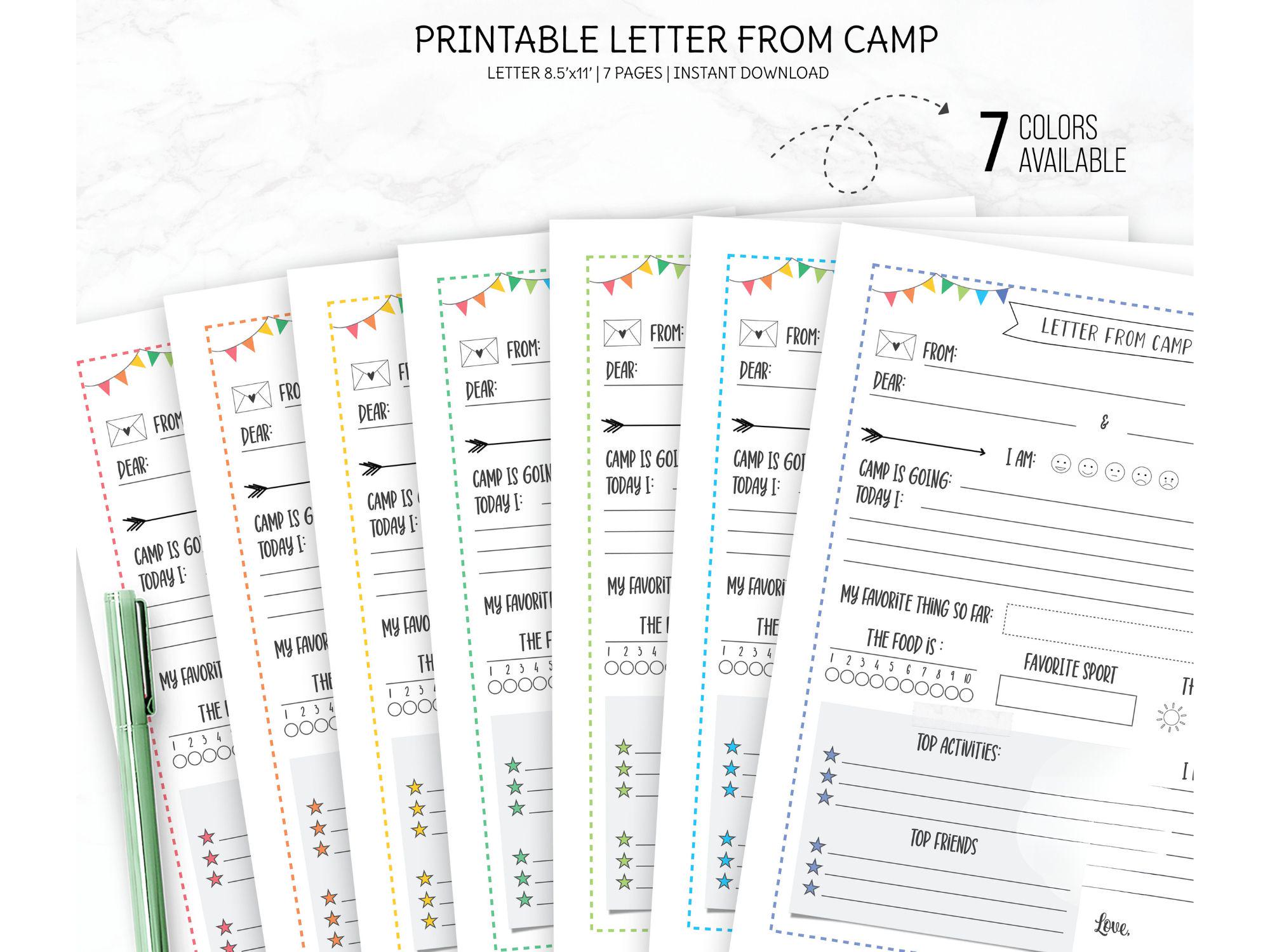 Printable Letter From Camp • Summer Camp Stationery • Kids Camp ...