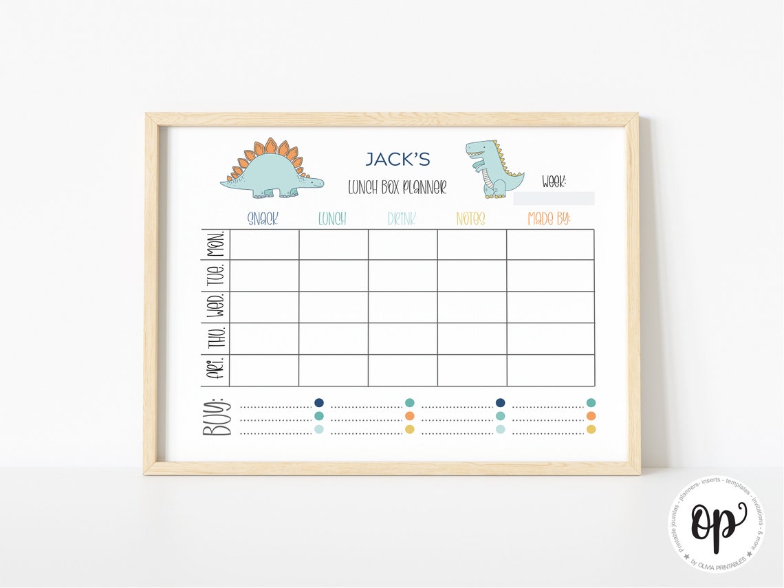 Printable Lunch Box Template, Meal Planner, Menu Planning, Lunch Box ...