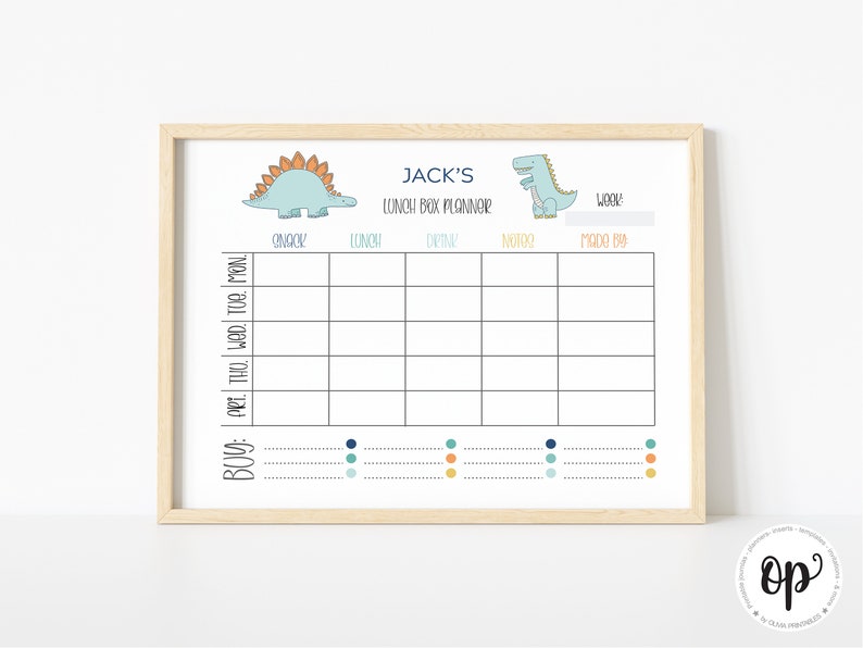 Printable Lunch Box Template, Meal Planner, Menu Planning, Lunch Box ...