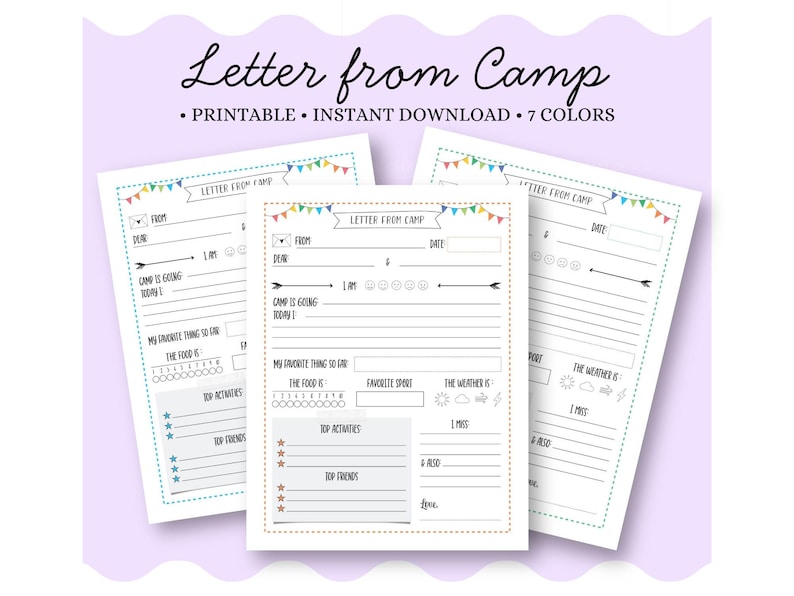 Printable Letter From Camp • Summer Camp Stationery • Kids Camp ...