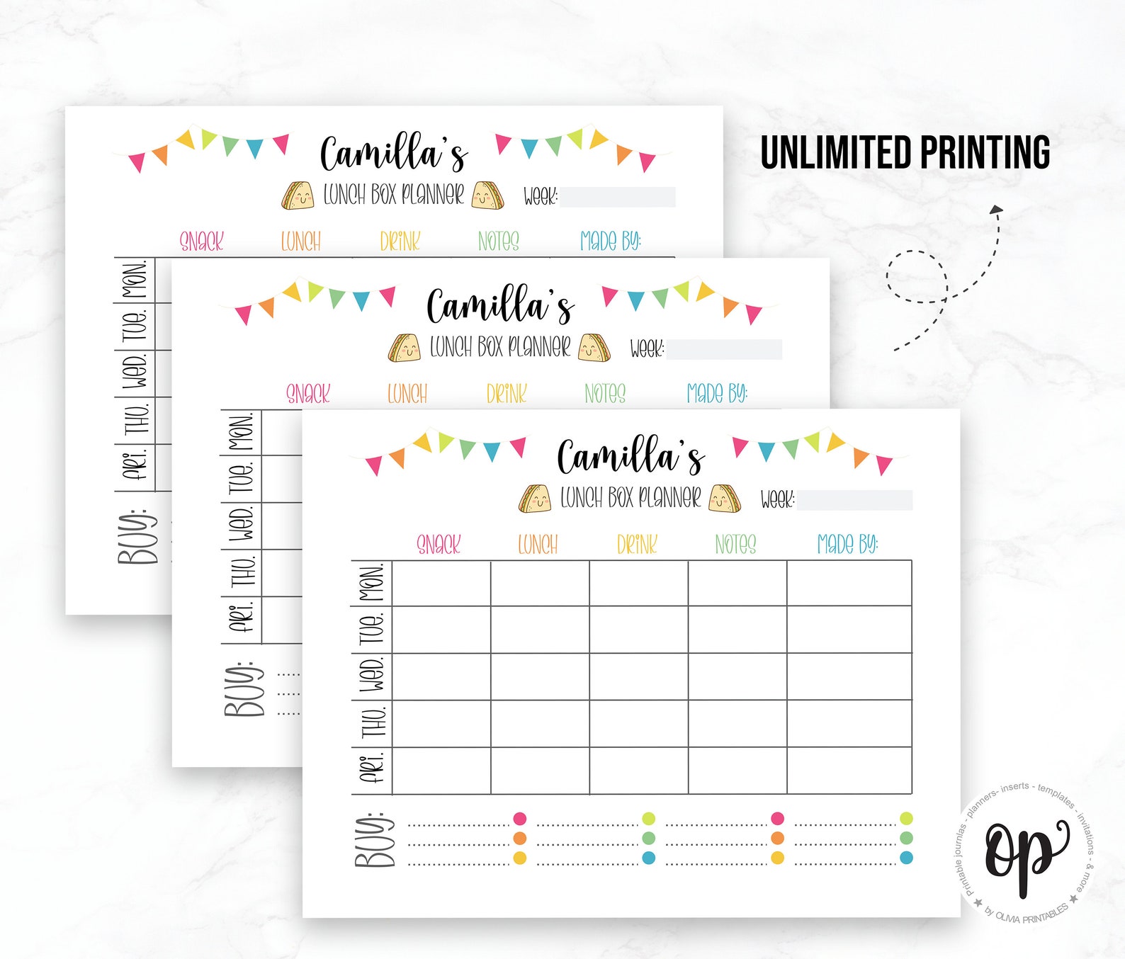 Lunch Box Planner Template, Printable Lunch Box, Meal Planner, Menu ...