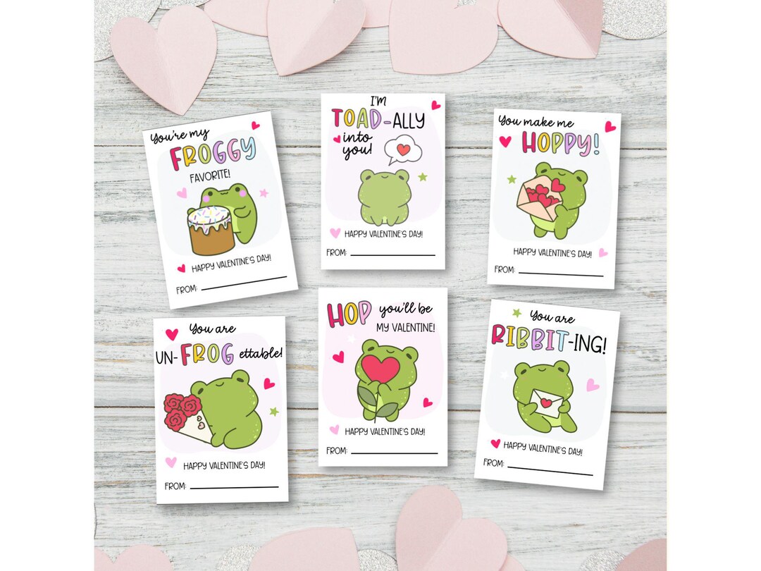 Frog Valentine Cards Printable, Froggy Pun Classroom Cards, Kids ...