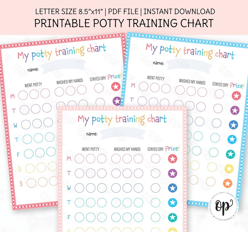 My Potty Training Chart, PRINTABLE Chart Toddlers, Weekly Potty Reward ...