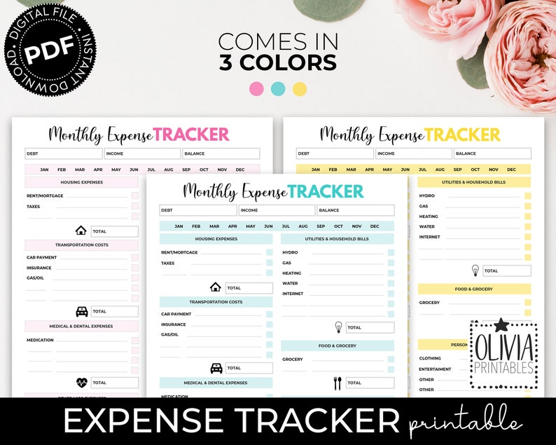 Printable Expense Tracker Monthly Expenses Log HP Insert - Etsy