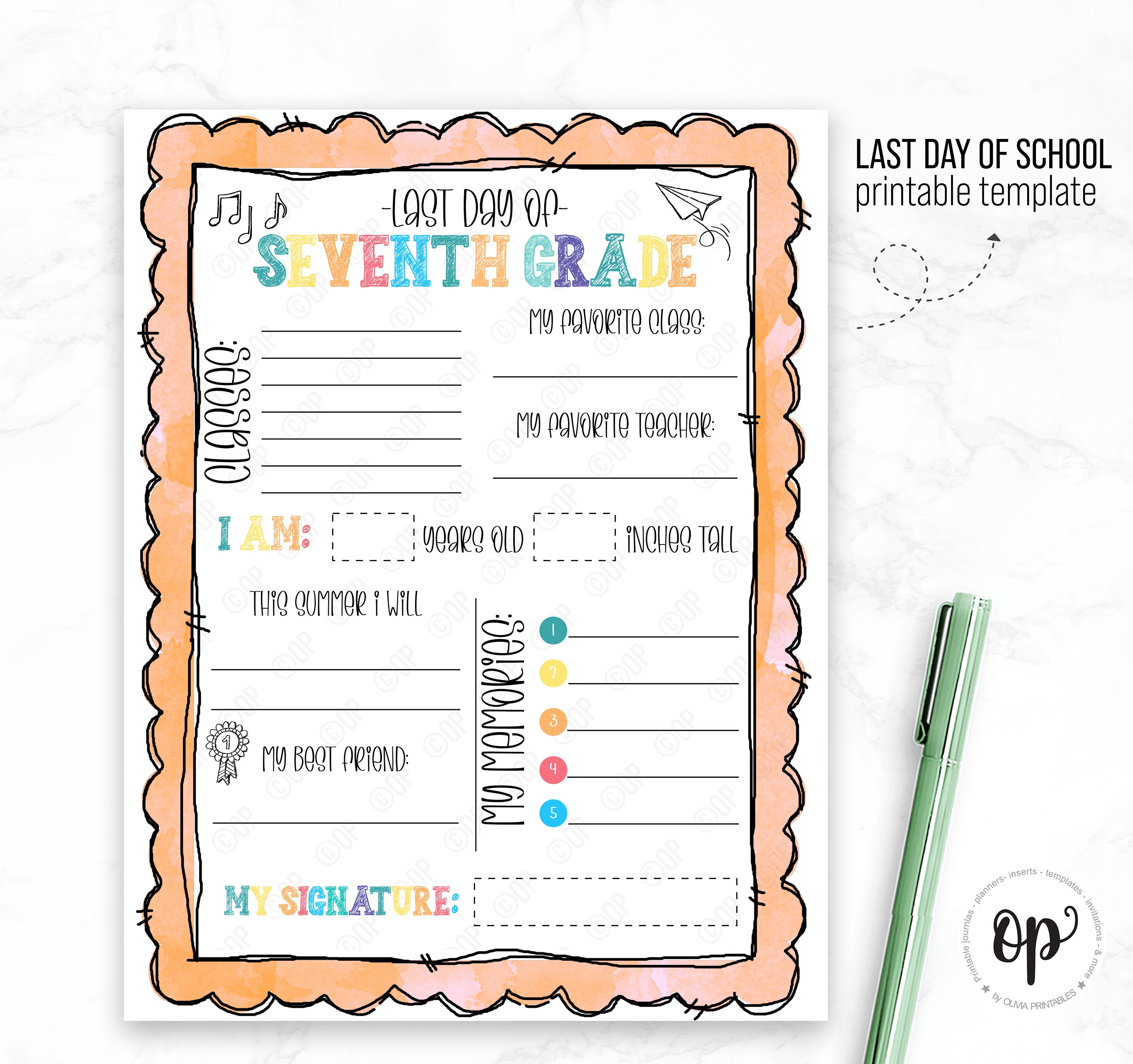 PRINTABLE School Memory Book, 6th-12th Grade, Middle School, High ...