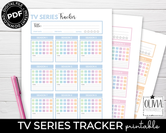 TV Show Tracker printable Planner Insert Instant Download | Etsy