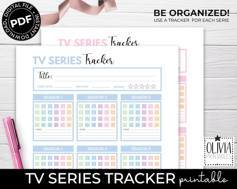 TV Show Tracker printable Planner Insert Instant Download | Etsy