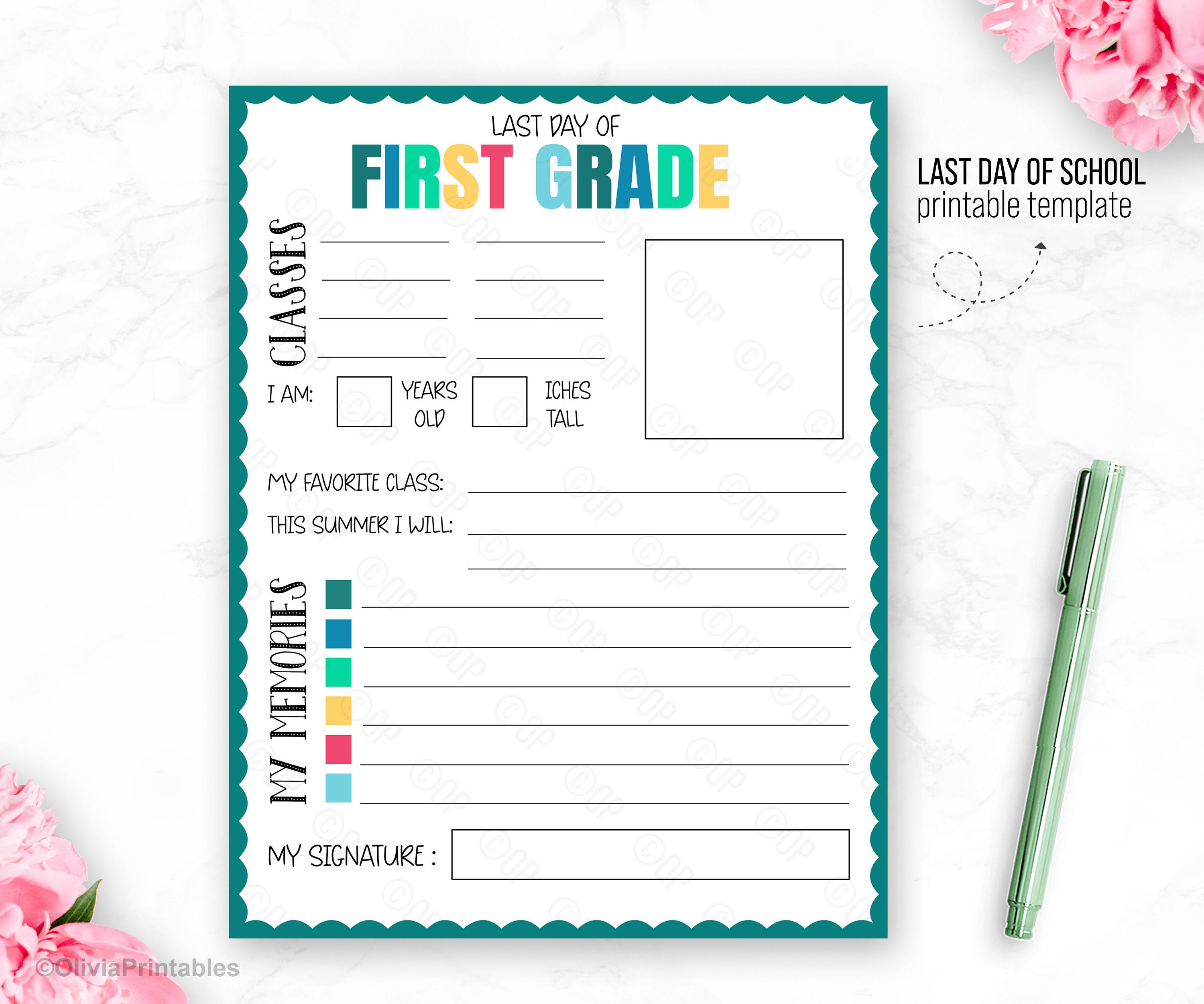 EDITABLE First and Last Day of School, All About Me, School Memory Book ...
