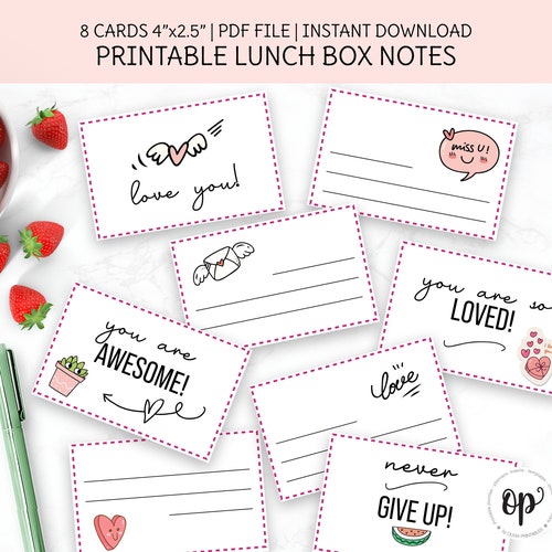 Lunch Box Notes Back to School Notes Instant Download - Etsy