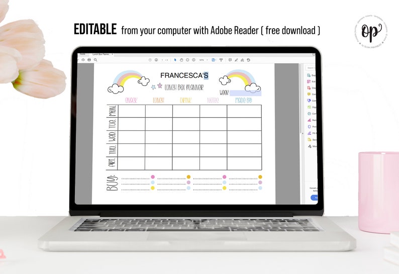 Printable Lunch Box Template, Meal Planner, Menu Planning, Lunch Box ...