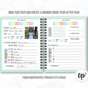 PRINTABLE School Memory Book, Back to School Interview, Kid’s First and ...