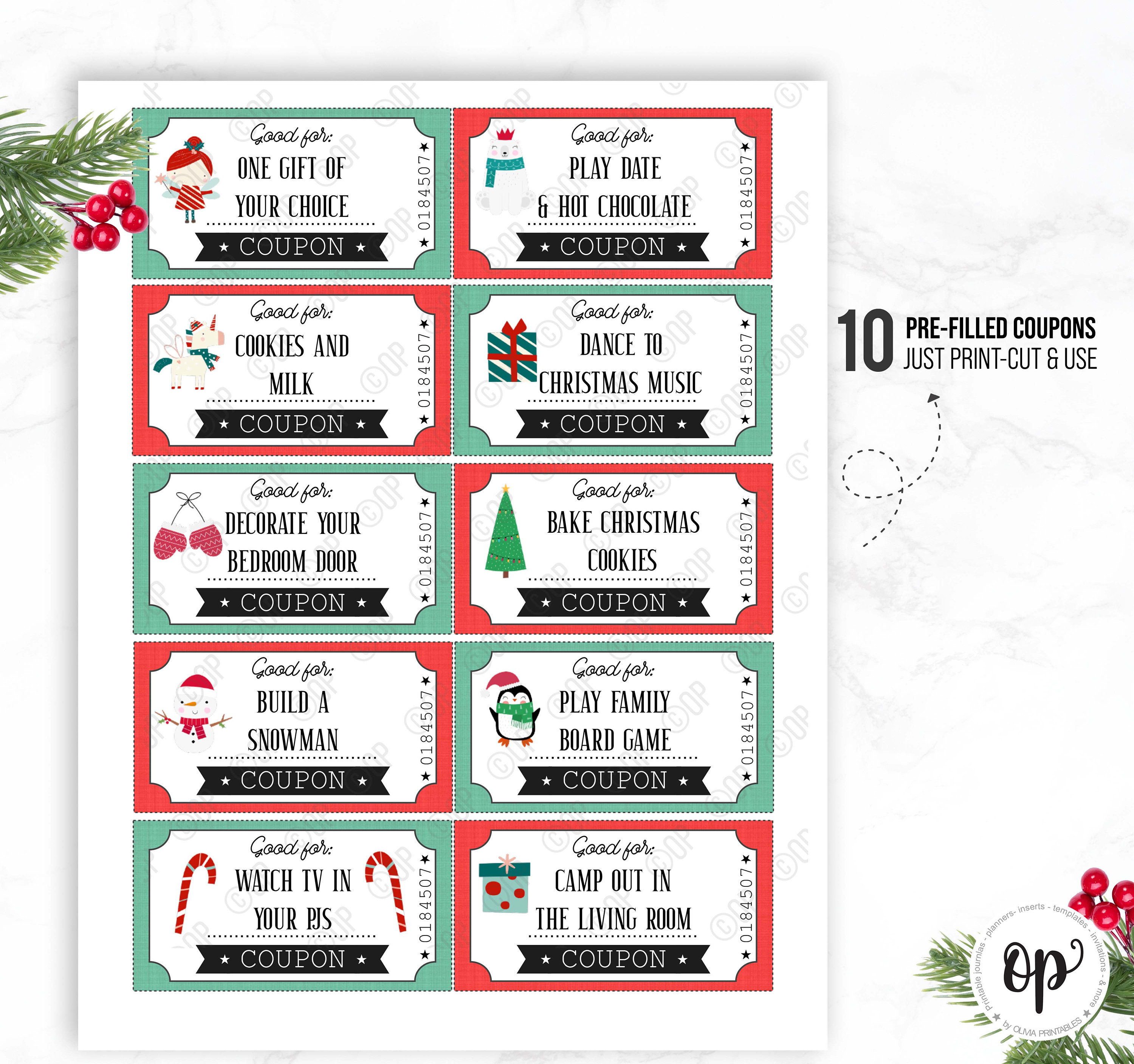 PRINTABLE Christmas Coupon, Holiday Gift Idea for Kids, Reward Coupons ...