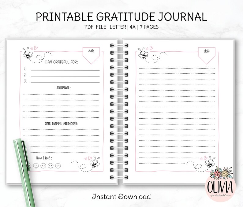 Printable Gratitude Journal for Kids, Today I Am Grateful, Teach ...