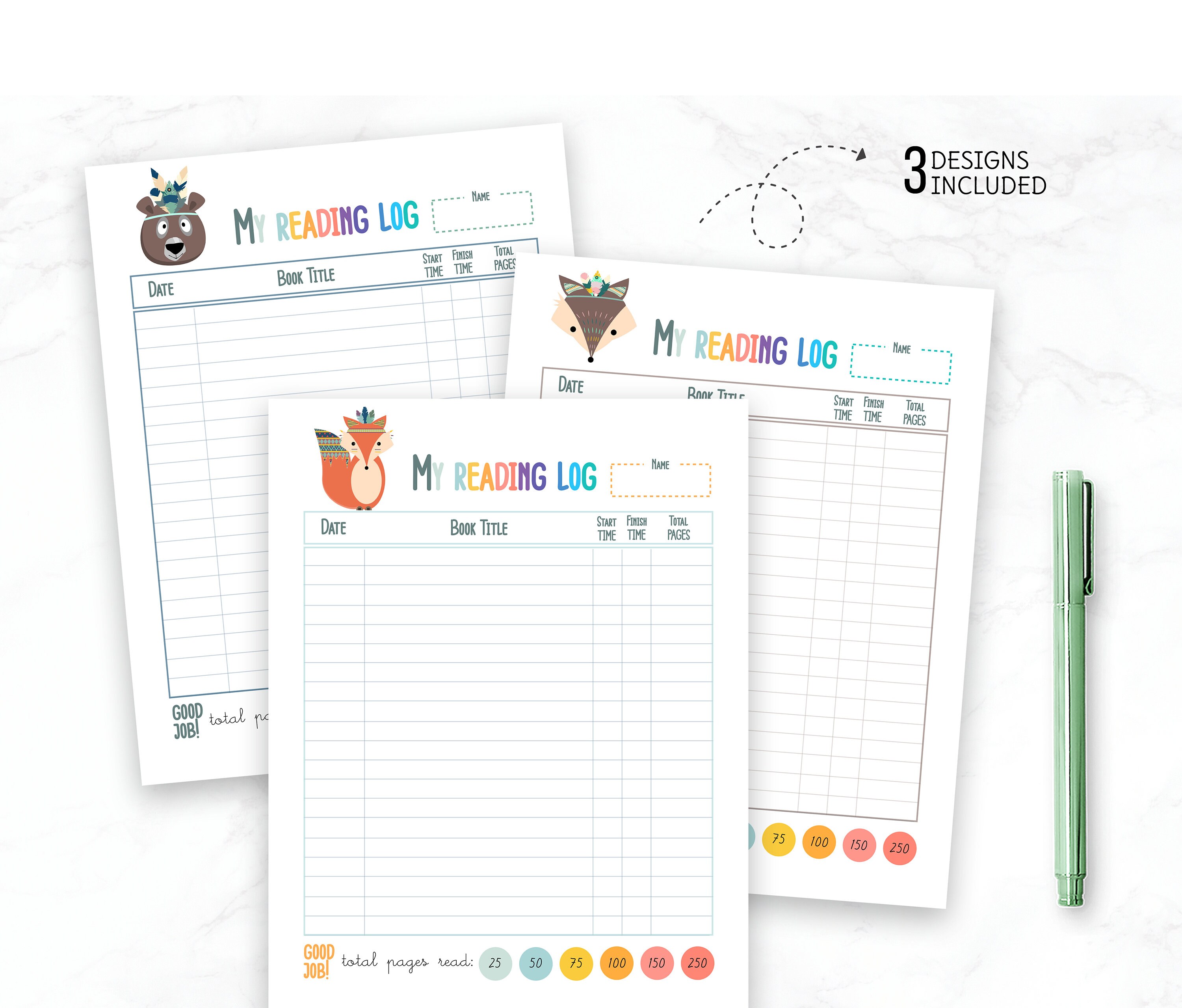 PRINTABLE BUNDLE Reading Trackers Kids Reading Record 50 - Etsy