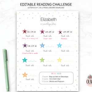 Printable Summer Reading Challenge, Editable Reading Tracker, 10 Books ...