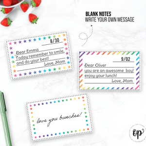 Printable Lunch Box Notes, Kid's Lunch Box Cards , Back to School ...
