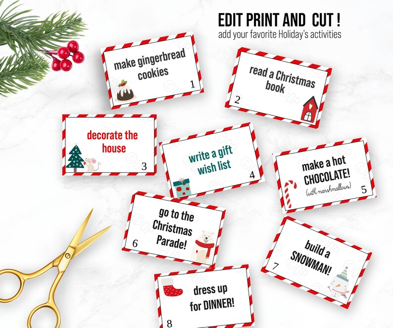 PRINTABLE Holiday Activity Cards for the Family, Advent Calendar Cards ...