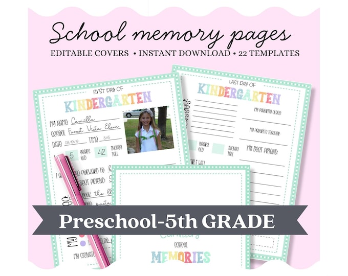 DIGITAL FIRST and LAST Day of School Pages, Back to School Memory Book ...