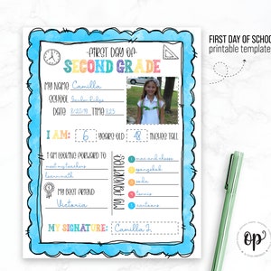 Kid’s School Memory Book, Printable Back to School Interview, First and ...
