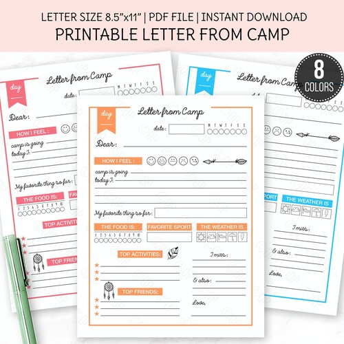 Printable Letter From Camp Summer Camp Stationery for Boys - Etsy Canada