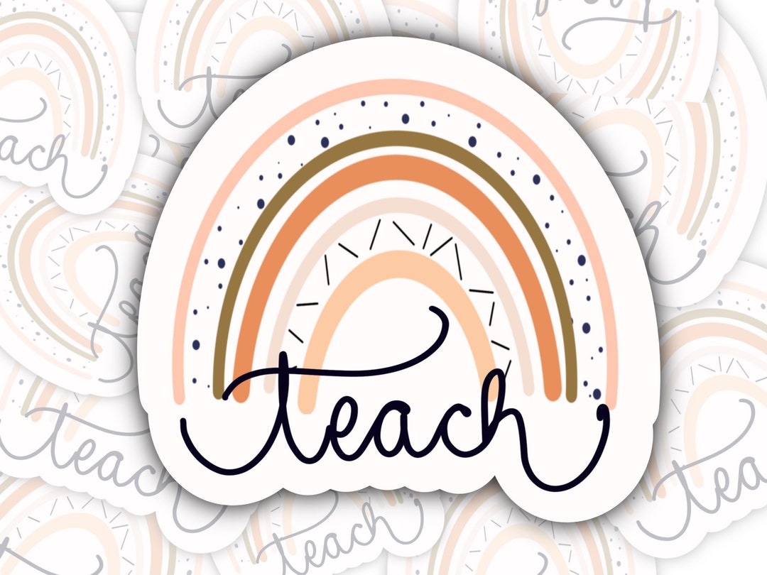 Boho Rainbow Teacher Sticker | Teacher Stickers | Waterproof Sticker ...