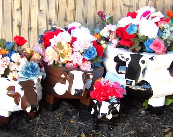 Wooden Cow Planters - Etsy
