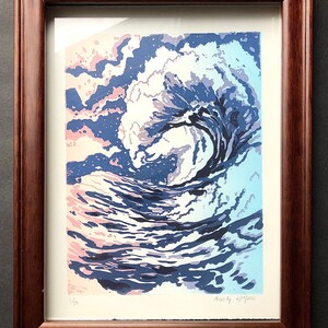 Ocean Wave Handmade Linocut Print Color Multilayer Edition - Etsy