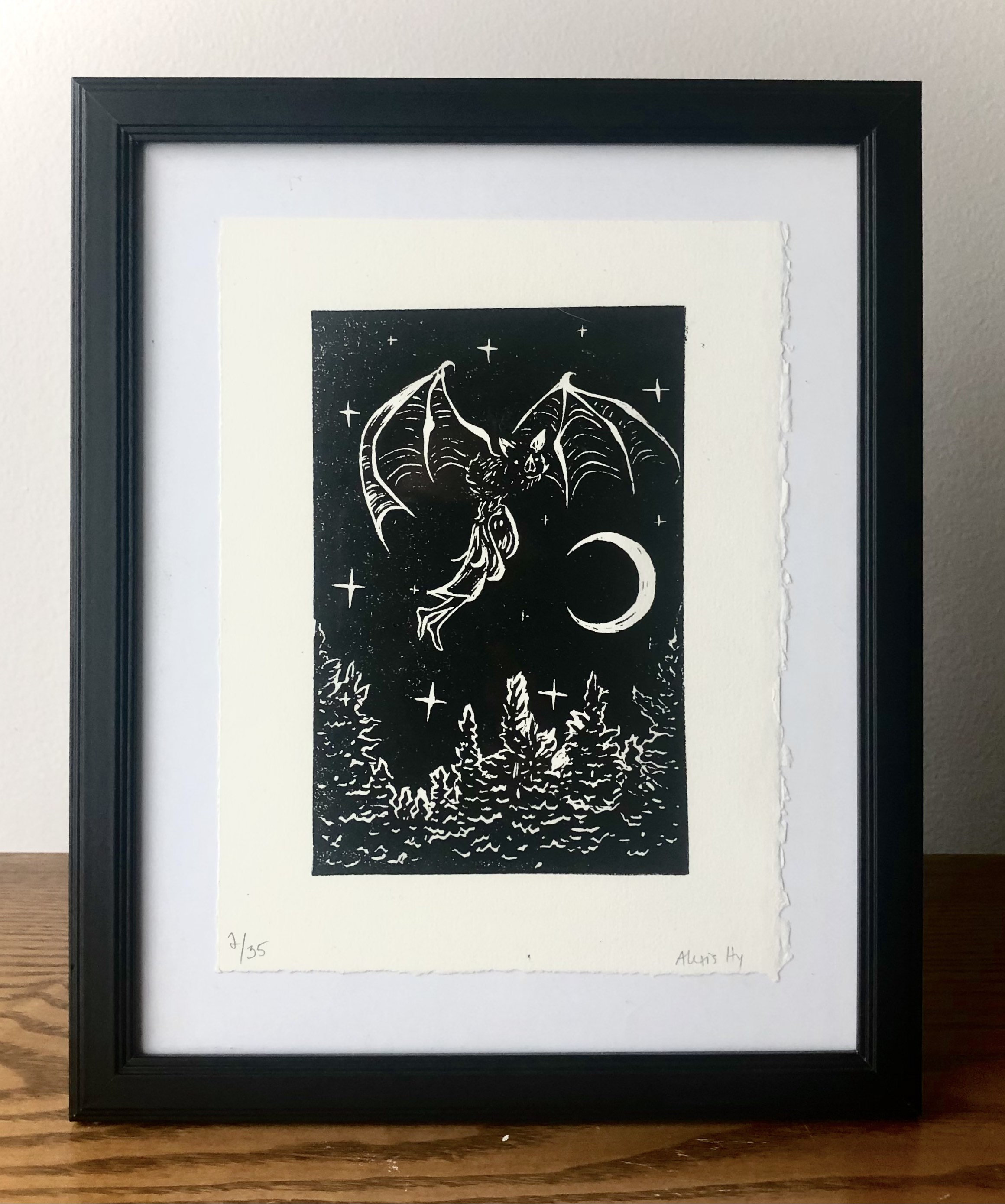 Bat Handmade Linocut Print - Etsy