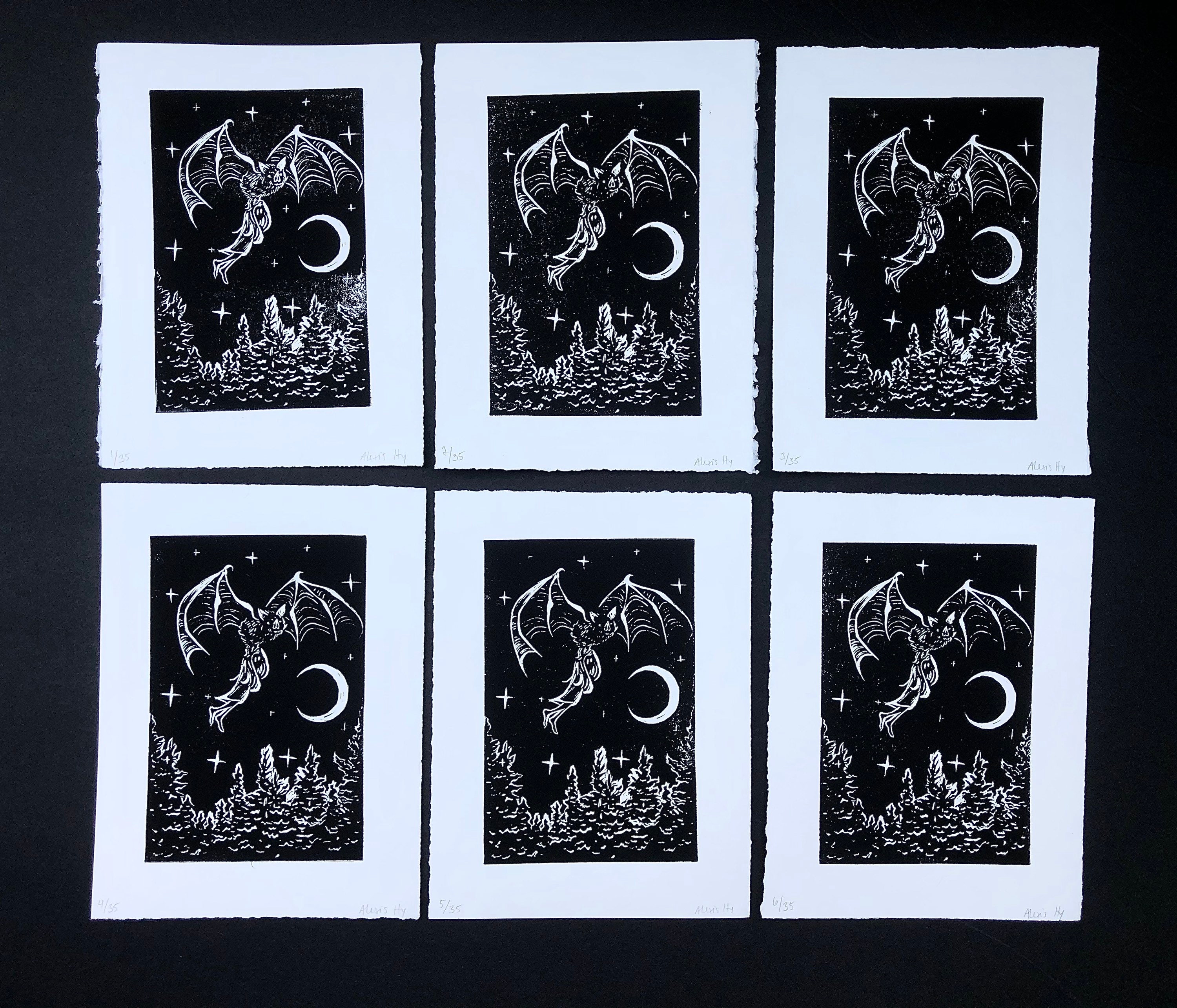 Bat Handmade Linocut Print | Etsy