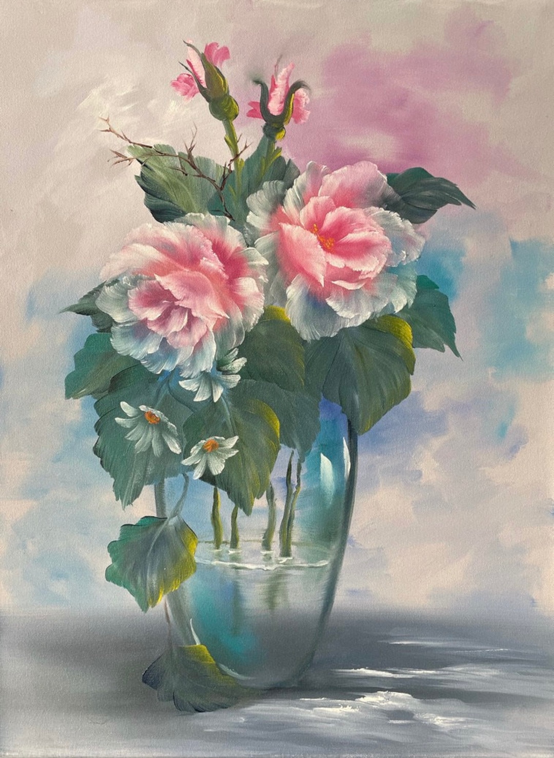 18x24 Bob Ross Floral Oil Painting - Etsy
