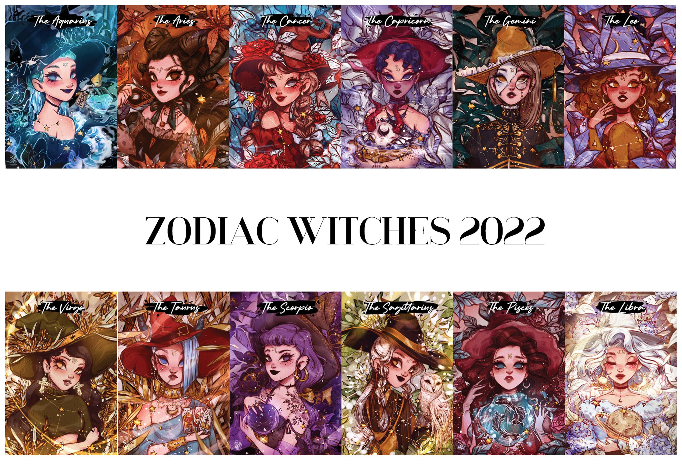 ZODIAC WITCHES 2022 version- Full set Original artwork - RoyTheArt ...