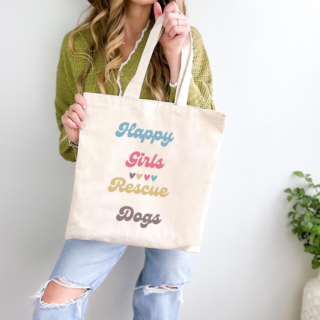 Dog Rescue Tote Bag Eco-friendly Canvas Carryall Pet Lover Gift Animal ...
