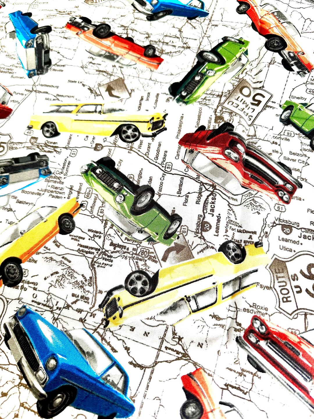 Car Fabric Fat Quarter Cotton Classic Car Themed Fabric Auto - Etsy