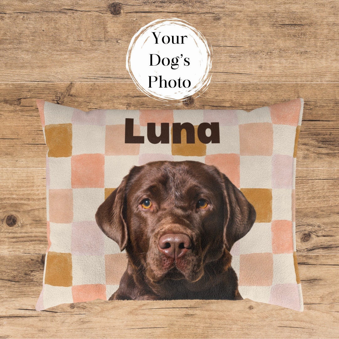 Custom Dog Bed Your Dog's Photo & Name Personalized Pet Bed Retro Dog ...
